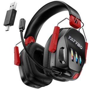 wireless gaming headset 2.4ghz usb & type-c gaming headphones for pc, ps4, ps5, switch, bluetooth 5.3 gaming headset with detachable noise cancelling microphone