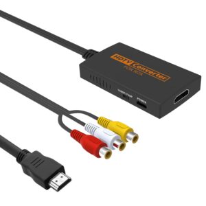 iqiku rca to hdmi converter, av to hdmi adapter with hdmi cable for n64/snes/game cube/wii/ps1/ps2/xbox/dvd ect.