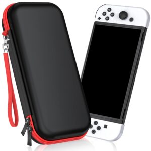 switch carrying case compatible with nintendo switch and new switch oled console, switch case protective hard shell portable switch travel case, switch carrying case for accessories and games black