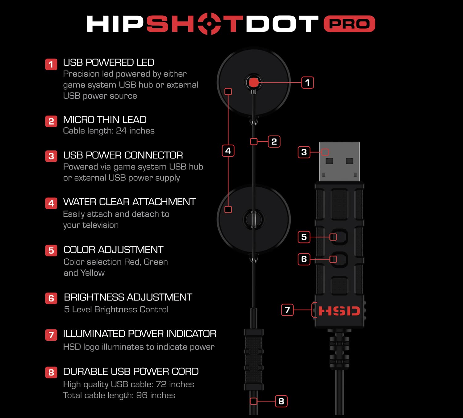 PRO Color and Brightness Control Dot LED Aim Assist Mod for Gaming TV Compatible with Xbox, Playstation, Nintendo and PC - Works with All Shooter Video Games and FPS or TPS