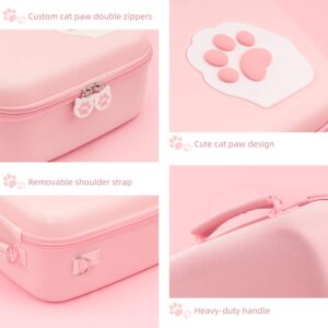 GeekShare Pink Cat Paw Case Compatible with Nintendo Switch/OLED, Travel System Case with 18 Game-Card Slots for Switch Console, Pro Controller, Dock and Accessories