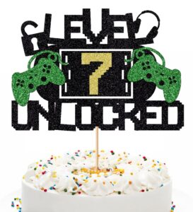 qerleny level 7 unlock cake toppers video game cake toppers game console controllers gaming headsets birthday cake toppers (7), multicolor