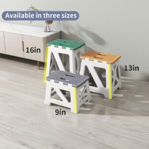 BLACKSPAC 13" Folding Step Stool for Kids or Adults, 300 lbs Capacity Non-Slip Compact Plastic Foldable Step Stool with Handle, Portable Lightweight Small Stool for Home or Kitchen(Grey)