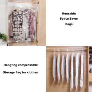 Hanging Vacuum Storage Bags, 2024 New Reusable Hanging Vacuum Storage Bags for Clothes, Coats, Jackets, Hanging Compressible Storage Bag Space Saver Bags with Hand Pumps (Large, 5Pcs)