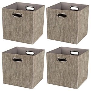 posprica storage bins,11×11 foldable storage cubes boxes container closet organizer shelf cabinet bookcase,thick fabric drawer container - 4pcs,coffee