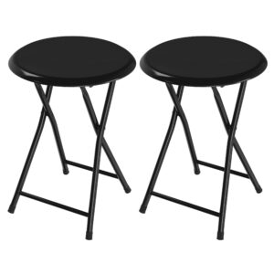 lavish home folding bar stools - set of 2 heavy-duty 18-inch stool - 225lb capacity and padded seats for dorm, recreation or game room (black)