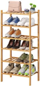 viewcare small shoe rack, 6-tier shoe rack for entryway, bamboo wood shoe rack for closet & hallway, long 17.2in | beautiful | functional | sturdy | durable