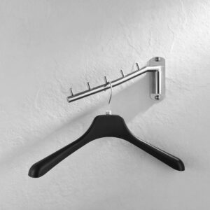 JQK Folding Clothes Hanger Rack, Stainless Steel Swing Arm Hook Holder, Clothing Hanging System Drying Closet Storage Organizer Brushed Finished Wall Mount, SHR100-BN