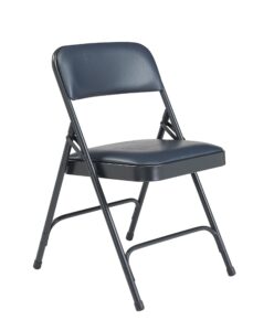 national public seating (4 pack) nps 1200 series premium vinyl upholstered double hinge folding chair, dark midnight blue