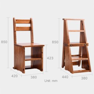 Step Stool Wooden Step Stool for Kitchen, Bathroom, Closet Step Stool Stair Chair Seats Portable Flower Rack 5-Step Ladder Chair Multifunctional Folding Chair Library Stepladder Stools