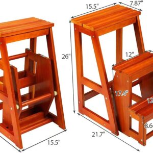 Ottoman,Indoor Climbing Stool,Step Ladder Home Step Stools Stairway Chair Step Stool Small Foot Stools Seats Wooden Ladder Staircase Multifunctional Folding Portable Household Closet Step