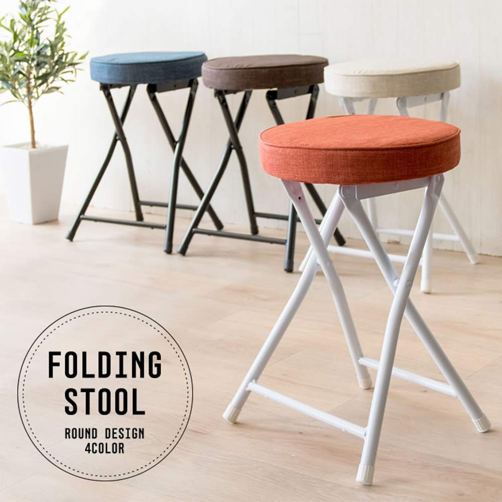 Iris Plaza OTC-47 Folding Stool, Chair, Orange, (W x D x H): Approx. 13.0 x 11.8 x 18.1 inches (33 x 30 x 46 cm), Compact, Lightweight, Load Capacity 176.4