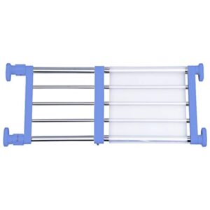 hershii 1 shelves closet tension shelf & rod expandable metal storage rack adjustable organizer diy divider separator for cabinet wardrobe cupboard kitchen bathroom - blue