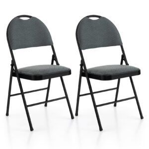 s afstar 2 pack folding chair with padded seat, metal steel folding chairs with upholstered seat & portable handle, portable foldable chairs for home & office, reception room church wedding events