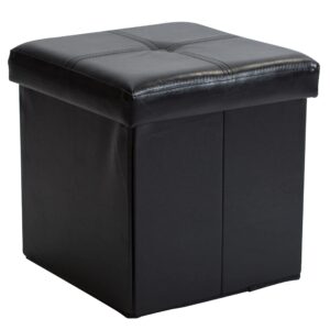 simplify faux leather cube storage ottoman, black (f-0625-black)