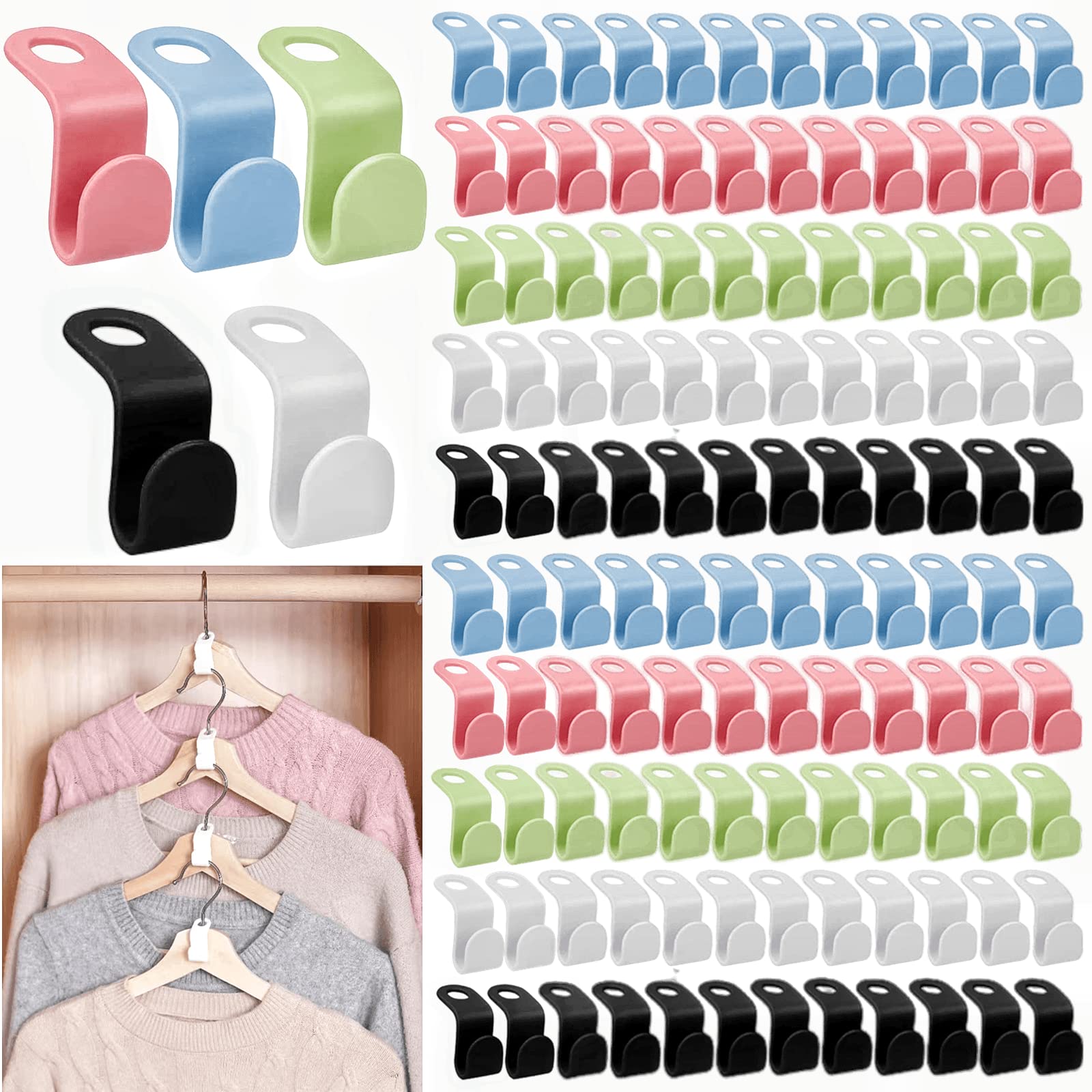 Clothes Hanger Connector Hooks Hangers Cascading Hooks Heavy Duty Connection Hooks Space Saving Hanger Extenders Clips for Clothes for Organizer Closet (120)