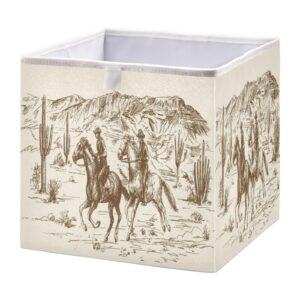 toutu western desert cowboy foldable cube storage bin, home decor organizer storage baskets box for clothes, toys, books, shelves, closet, laundry, nursery