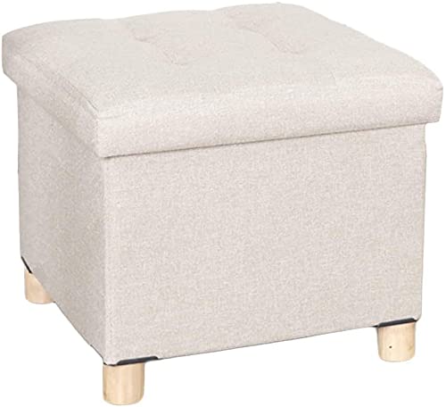 Ottoman Stool Sofa Stool Foot Rest Stool Folding Storage Footstool,upholstered Ottoman Pouffe Padded Seat Footrest Stool With 4 Wooden Legs For Living Room Bedroom Hallway White 60x38x34cm ( Color : W