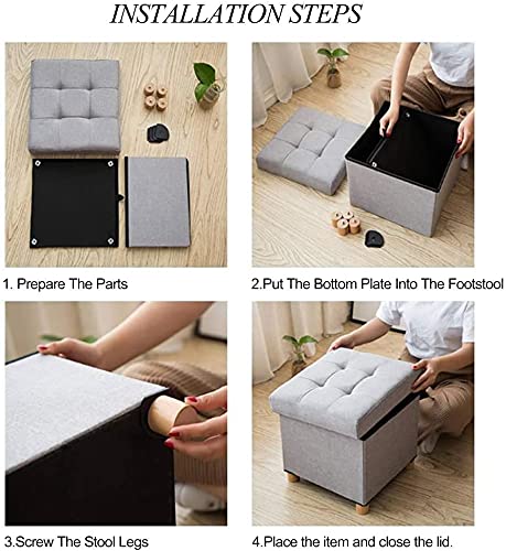 Ottoman Stool Sofa Stool Foot Rest Stool Folding Storage Footstool,upholstered Ottoman Pouffe Padded Seat Footrest Stool With 4 Wooden Legs For Living Room Bedroom Hallway White 60x38x34cm ( Color : W