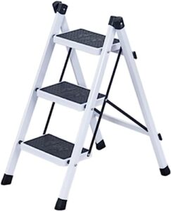 luceae step stool3step steel ladder folding step stool,sturdy and durable extra wide treads with non-slip rubber sleeve,portable and lightweight home/kitchen/closet/bedroom/office wide platform steps