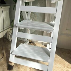 Folding Ladder Staircase Multi-Functional Folding Solid Wood Ladder Stool,Step Stool Household Muliti-Color Stool Step Ladder Foldable Stepladder,White,Three