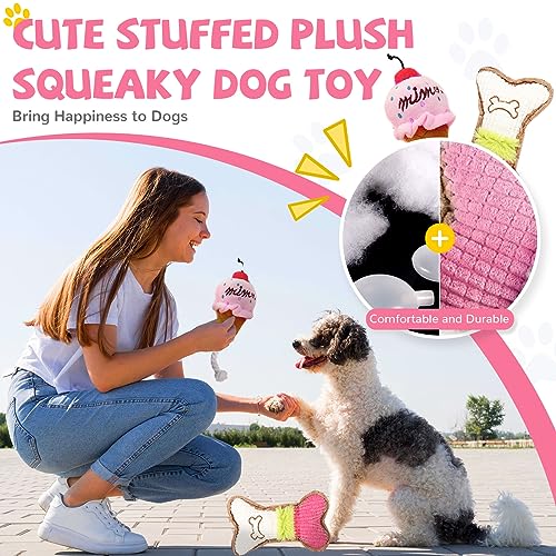 BAEJMJK 6 Pack Puppy Teething Toys Pink Small Breed Dog Chew Toys with Rope Cute Soft Rubber Puppy Toys Set for Cleaning Teeth Interactive Pet Doggy Bone Toys