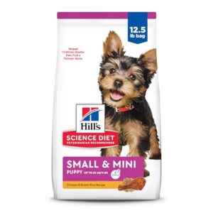 hill's science diet puppy, puppy, small & mini breeds puppy premium nutrition, dry dog food, chicken & barley, 12.5 lb bag