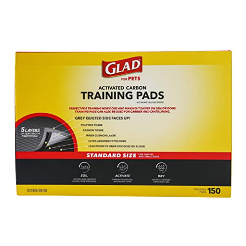 Glad for Pets Black Charcoal Puppy Pads | Puppy Potty Training Pads That ABSORB & NEUTRALIZE Urine Instantly | New & Improved Quality Puppy Pee Pads, 150 count