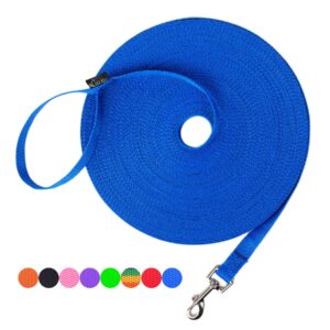 hi kiss dog/puppy obedience recall training agility lead - 15ft 20ft 30ft 50ft 100ft training leash - great for training, play, camping, or backyard blue 15 feet