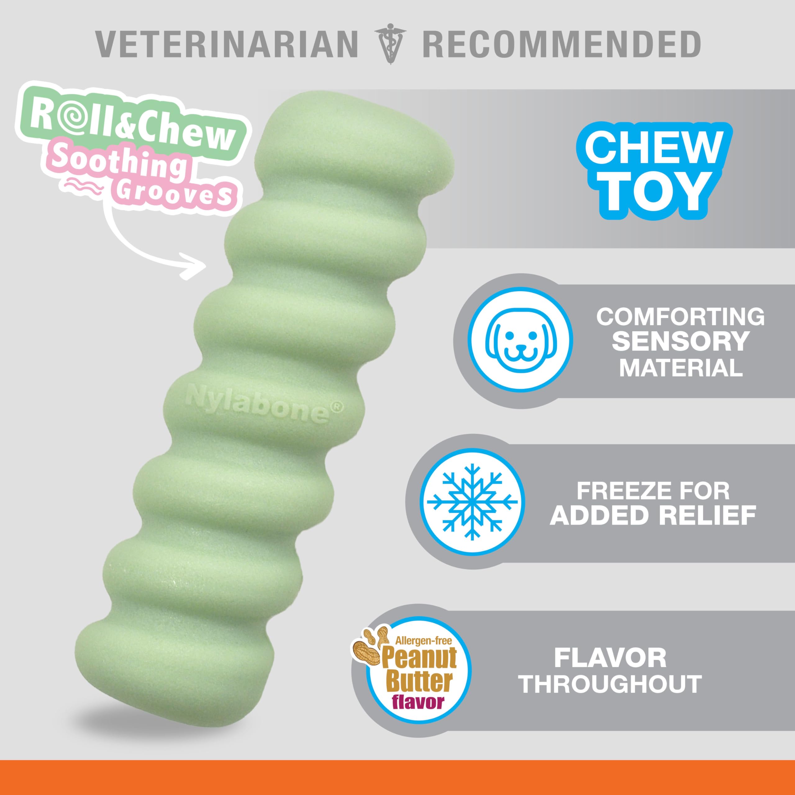 Nylabone Sensory Material Puppy Chew Toy Stick - Puppy Teething Toy for Boredom & Stimulation - Puppy Supplies - Peanut Butter Flavor, Small/Regular (1 Count)