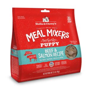 stella & chewy's freeze dried raw meal mixers – crafted for puppies – grain free, protein rich perfectly puppy beef & salmon recipe – 3.5 oz bag