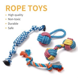 Toozey 7 Pack Small Dog Toys, Puppy Teething Toys, Durable Ropes Chew Toys, Cute Calf Squeaky Dog Toys, Non-Toxic and Safe