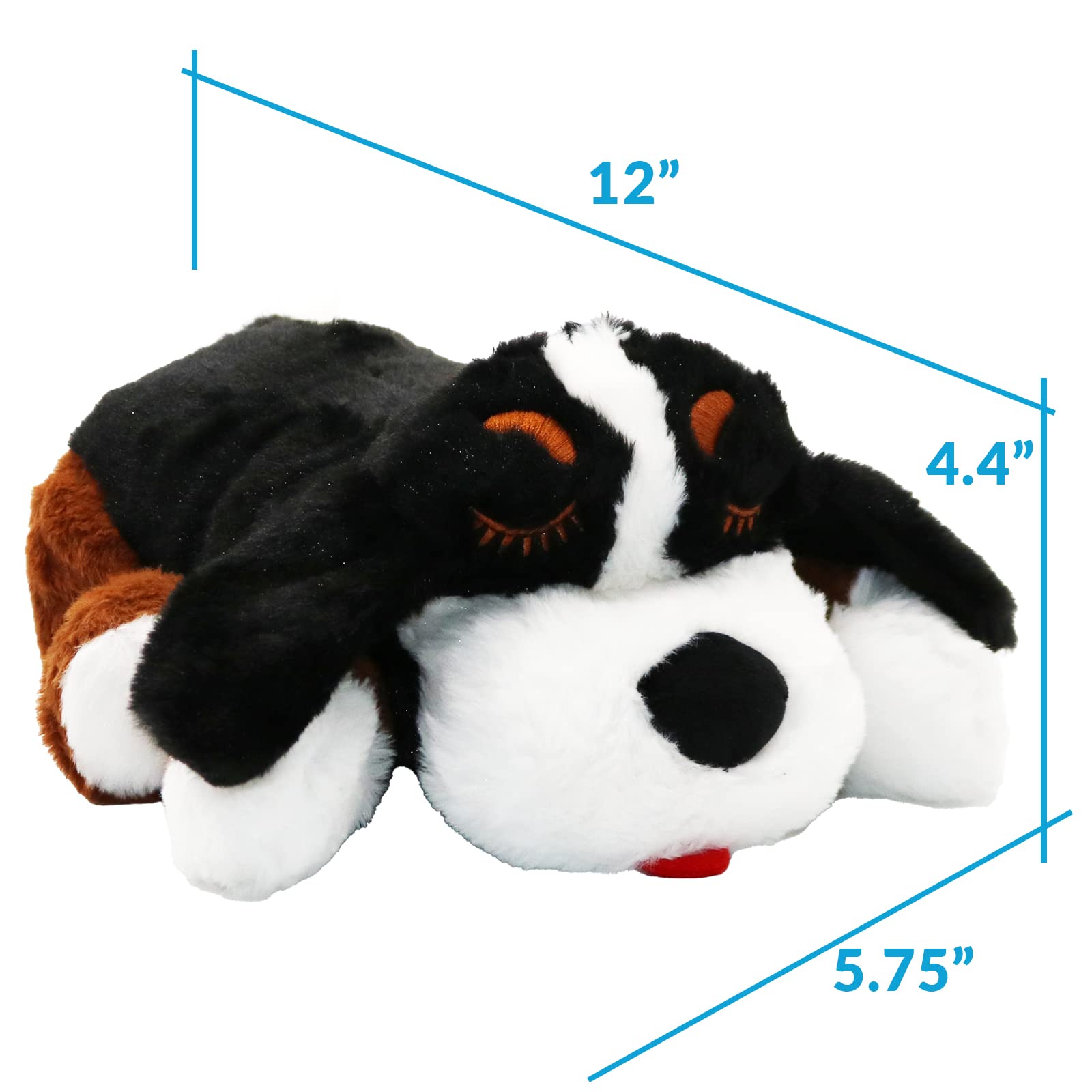 Snuggle Puppy PLUS with 3 Heat Packs & ALL NEW Smartbeat Motion Activated RealFeel Heartbeat, Pet Anxiety Relief and Calming Aid - Comfort Toy for Behavioral Training (Bernese)