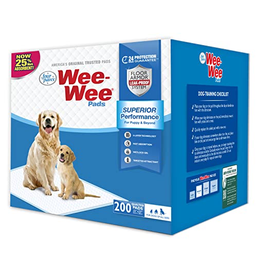 Four Paws Wee-Wee Superior Performance Pee Pads for Dogs - Dog & Puppy Pads for Potty Training - Dog Housebreaking & Puppy Supplies - 22" x 23" (200 Count)