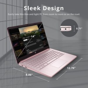 HP Stream 14" HD BrightView Laptop, Intel Celeron N4120 Processor, 16GB RAM, 64GB Storage, Intel HD Graphics, 720p Webcam, 1 Year Office 365, Pink, Win 11 S, 32GB Hotface USB Card