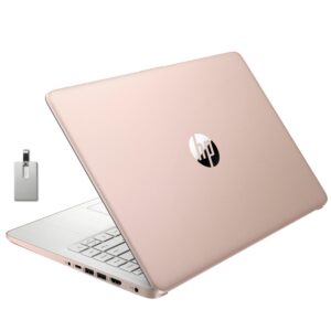 hp stream 14" hd brightview laptop, intel celeron n4120, 4gb ram, 64gb ssd, intel hd graphics, 720p webcam, 1 year office 365, gold, win 11 s, 128gb hotface usb card