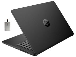 hp stream 14" hd brightview laptop, intel celeron n4120 processor, 4gb ram, 64gb ssd, intel hd graphics, 720p webcam, 1 year office 365, black, win 11 s, 32gb usb card (renewed)