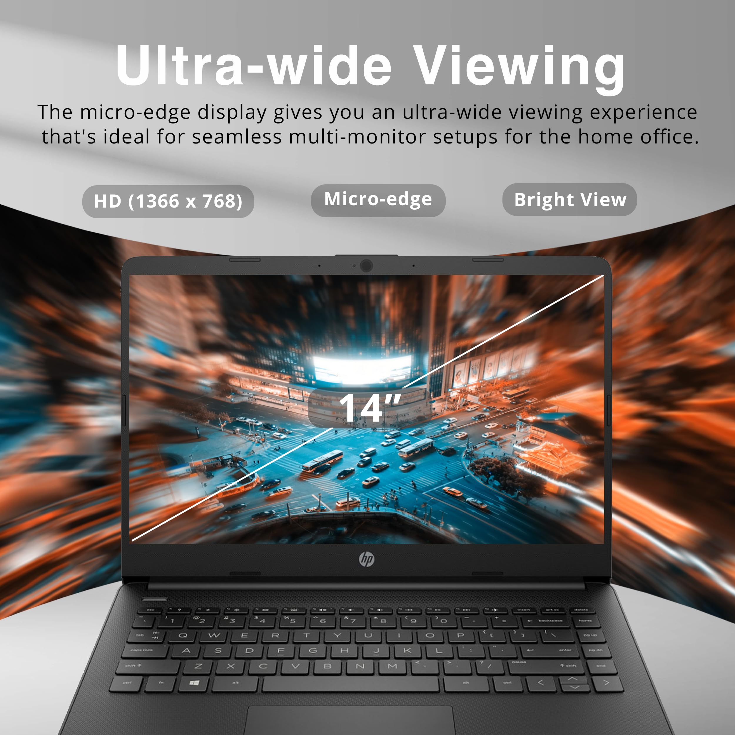 HP 2021 Stream 14" HD Laptop Computer, Intel Celeron N4020 Processor, 4GB RAM, 64GB eMMC, HD Audio, HD Webcam, Intel UHD Graphics 600, 1 Year Office, HDMI, Win 10 S, Black, 32GB SnowBell USB Card