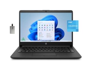 hp 2022 stream 14" hd laptop, intel celeron n4120 processor, 8gb ram, 64gb emmc storage, hd webcam, hdmi, wi-fi, bluetooth, black, office 365 1-year, windows 11 s, 32gb snowbell usb card