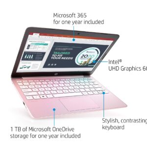 HP 2021 Stream 11.6-inch HD Laptop PC, Intel Celeron N4020, 4 GB RAM, 64 GB eMMC, WiFi 5, Webcam, HDMI, Windows 10 S with Office 365 Personal for 1 Year + Fairywren Card (Rose Pink)