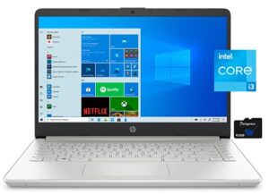 hp 2021 14 inch fhd laptop computer, intel 11th gen core i3-1115g4 (beats i5-8265u), 8gb ram, 512gb ssd, usb-c, hdmi, hd webcam, wifi, fingerprint reader, windows 10 s, silver, fairywren card