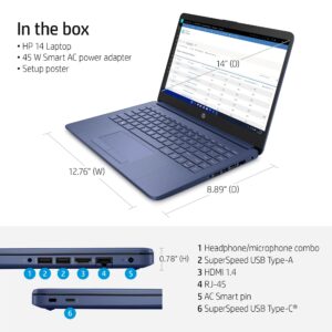 HP Stream 14-CF21 Laptop 2022 14” 1366 x 768 Display Intel Celeron N4120, 4-core, Intel UHD Graphics, 8GB DDR4, 64GB SSD, Wi-Fi 5, Office 365 Personal 1-year Subscription Windows 11 Pro