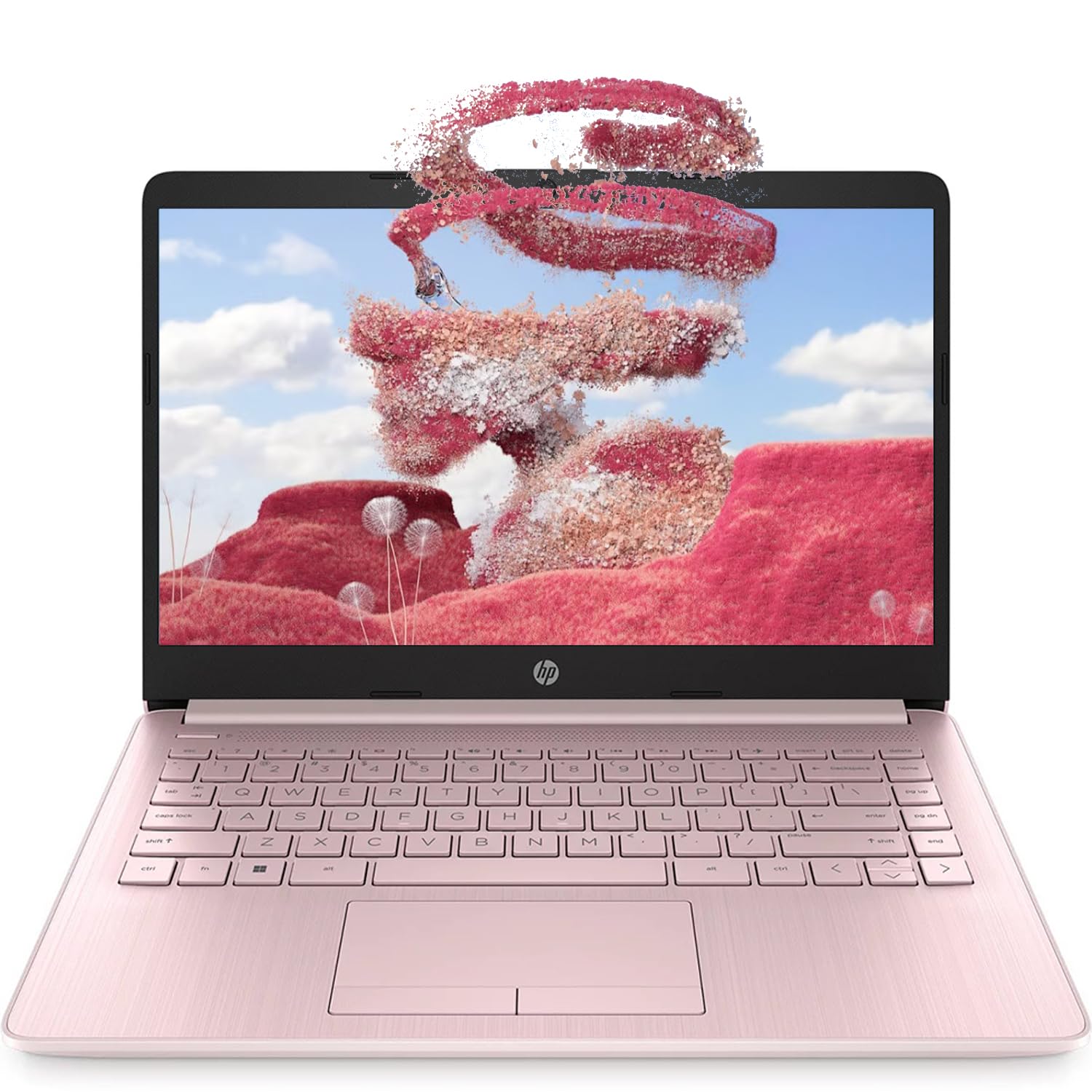 HP Premium 14-inch HD Thin and Light Laptop, Intel Quad-Core Processor, Long Battery Life, Webcam, Bluetooth, Wi-Fi, Portable SSD (8GB RAM | 320GB Storage, Pink)