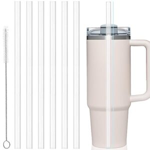 replacement straw compatible with stanley quencher h2.0 40&30 oz cup tumbler with handle, 6 pack reusable straws for stanley quencher tumbler,plastic straw with cleanning brush for stanley accessories