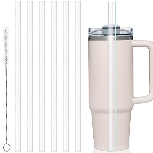 Replacement Straw Compatible with Stanley Quencher H2.0 40&30 oz Cup Tumbler with Handle, 6 Pack Reusable Straws for Stanley Quencher Tumbler,Plastic Straw with cleanning brush for Stanley Accessories