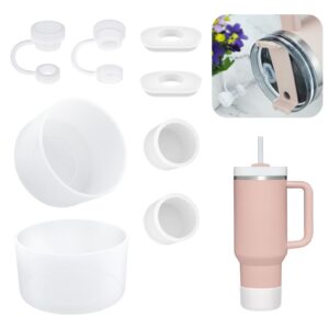 8pcs cup accessories set for stanley cup h2.0, including 2 pcs straw cover cap for 9-10 mm straw, 4 silicone spill proof topper, 2 pcs silicone boot for stanley 40 oz 30 oz 20 oz tumbler with handle