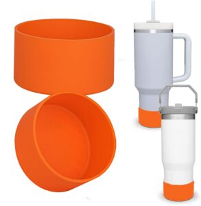 silicone bumper boot 2pcs for stanley quencher h2.0 40oz 30oz&iceflow flip tumblers 20oz 30oz,protective cup bottom sleeve cover,stanley cup accessories (orange)