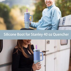 Silicone Boot for Stanley 40 oz Quencher, Boot Sleeve Cover Fit for Stanley Quencher H2.0 and Quencher Adventure Tumbler 40oz, Protector Water Bottle Sleeve for Stanley Cup Accessories (Gray)