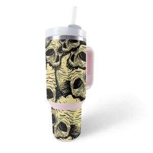 mightyskins skin compatible with stanley the quencher h2.0 flowstate 40 oz tumbler - puppy fall | protective, durable, and unique vinyl decal wrap cover | easy to apply, remove, and change styles