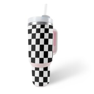 mightyskins skin compatible with stanley the quencher h2.0 flowstate 40 oz tumbler - check | protective, durable, and unique vinyl decal wrap cover | easy to apply, remove, and change styles